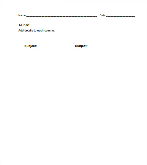 FREE 7 Sample T Chart Templates In PDF MS Word