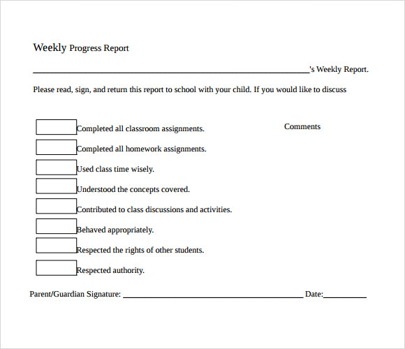13 Sample Weekly Progress Reports Sample Templates