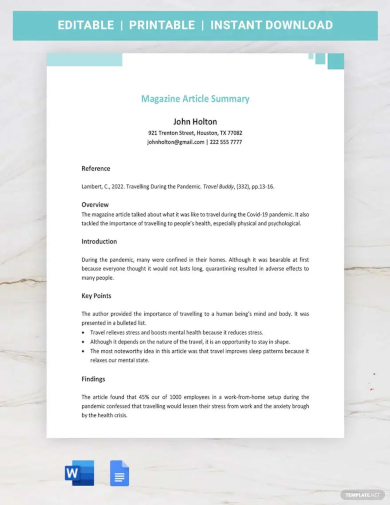 FREE 16 Article Summary Samples In PDF MS Word