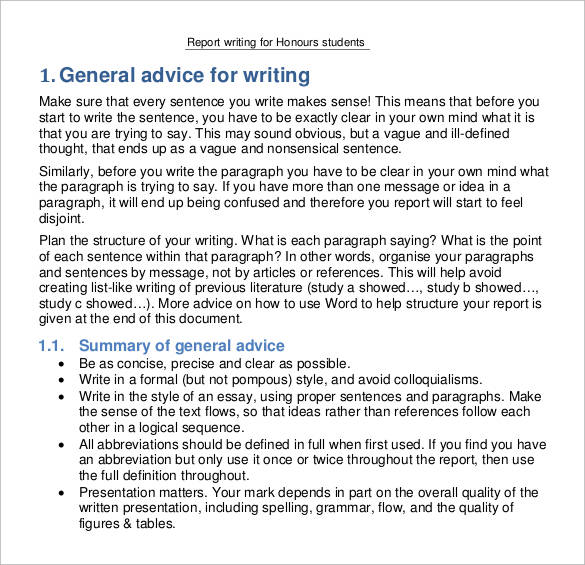 FREE 34 Sample Report Writing Format Templates In PDF