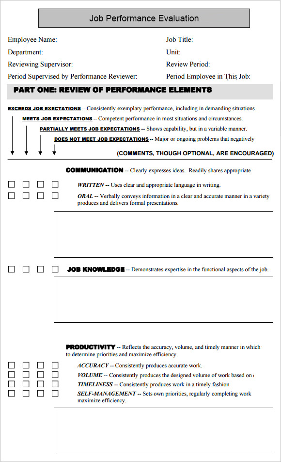 FREE 10 Job Performance Evaluation Templates In PDF