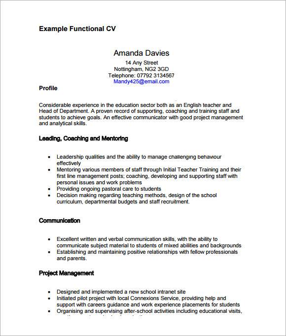 FREE 9 Sample Functional CV Templates In PDF MS Word FREE 9 Sample Functional CV Templates In PDF MS Word