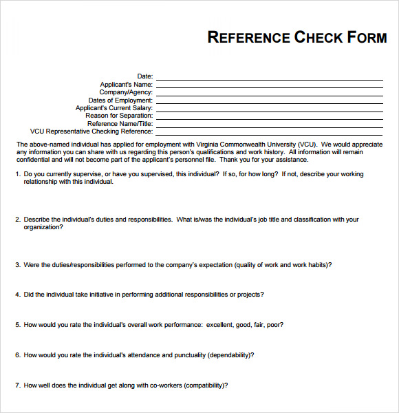 FREE 22 Sample Reference Check Templates In PDF MS Word Excel Google Docs Pages MS 