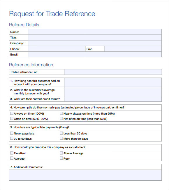 Trade Reference Template