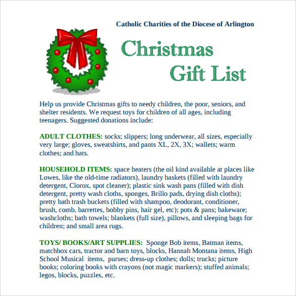FREE 21 Sample Christmas Lists In PDF MS Word