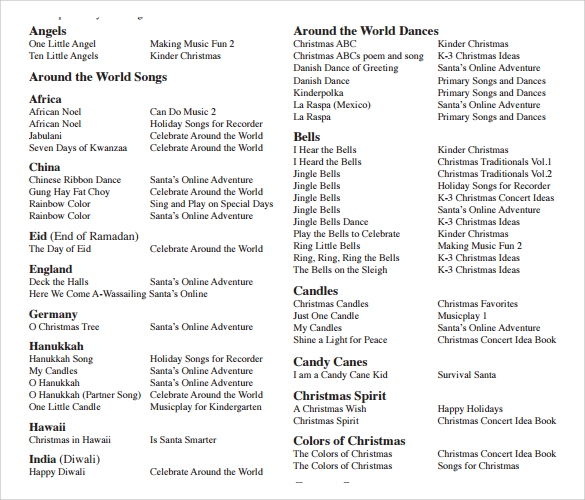 FREE 21 Sample Christmas Lists In PDF MS Word FREE 21 Sample Christmas Lists In PDF MS Word