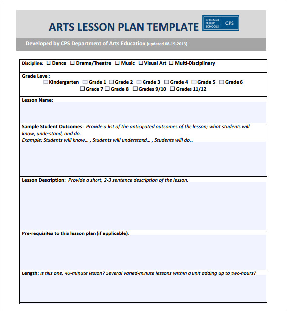 Free Printable Art Lesson Plan Template Printable Templates