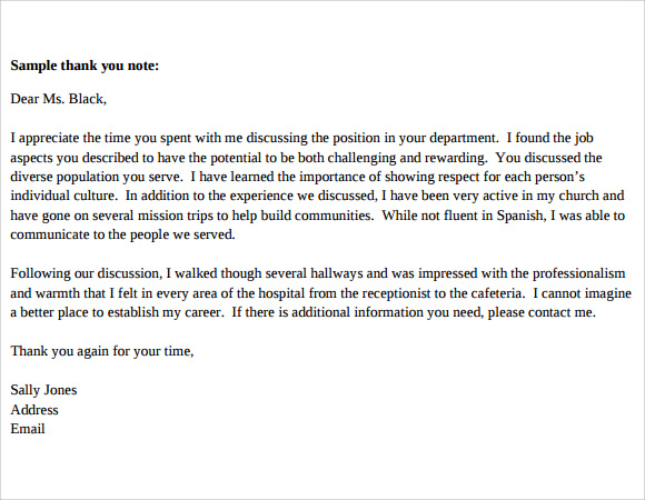FREE 7 Sample Thank You Note After Interview In PDF MS Word