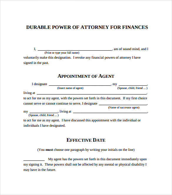 Free Printable Power Of Attorney Template