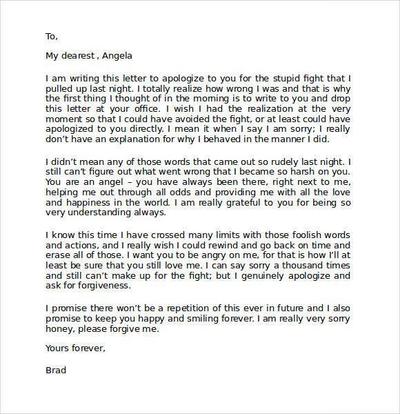 FREE 9 Apology Love Letter Templates In PDF MS Word