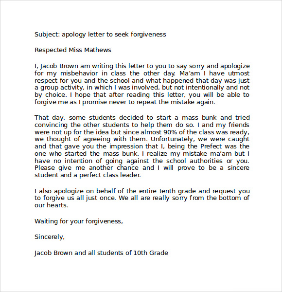  Apology Letter For Fighting In School Apology Letter To School For 