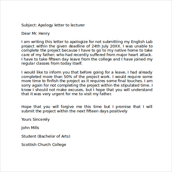 FREE 11 Apology Letter To School In PDF MS Word