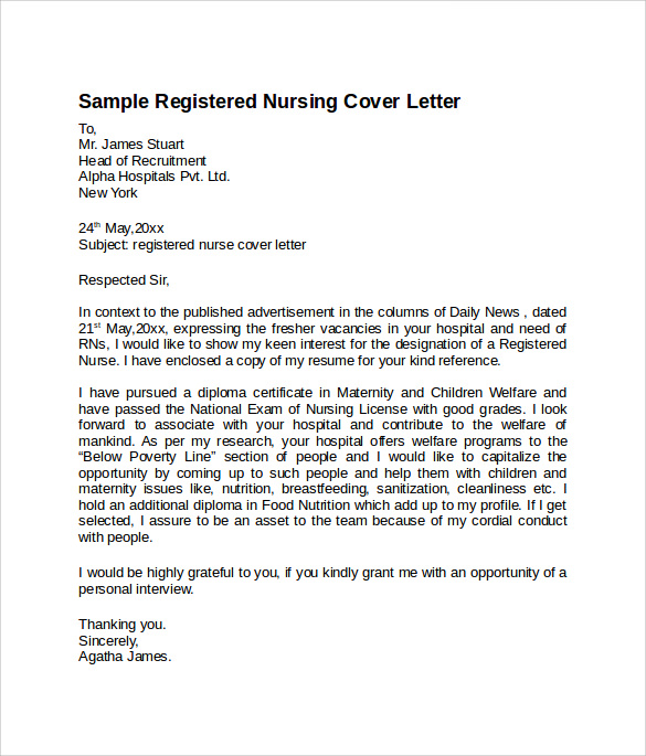 FREE 7 Sample Nursing Cover Letter Templates In PDF