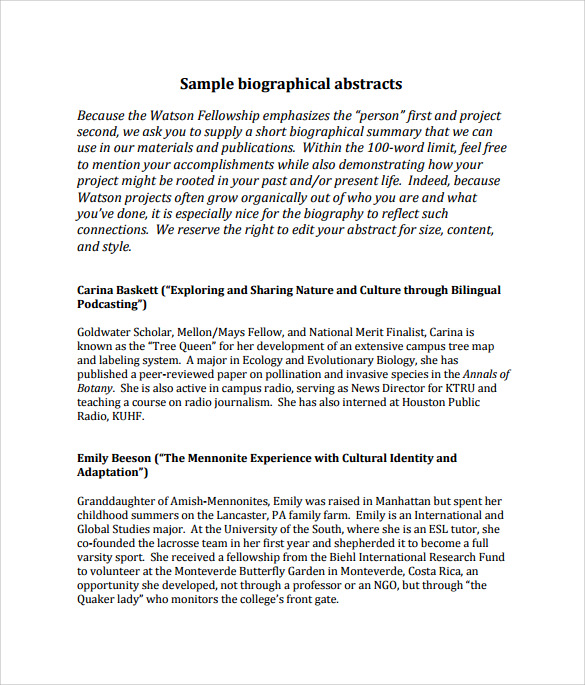 FREE 17 Sample Biography In PDF MS Word