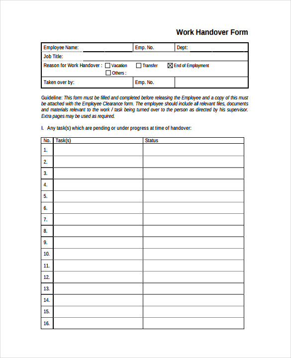 9 Sample Handover Reports Sample Templates
