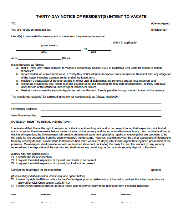 FREE 7 Sample 30 Day Notice Letter Templates In MS Word PDF