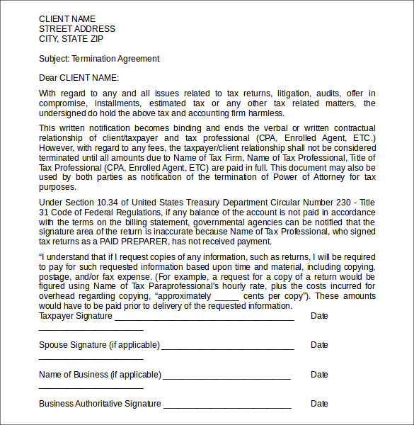 Sample Disengagement Letter From Client To Cpa Classles Democracy