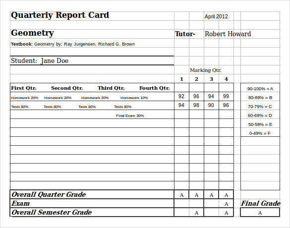 FREE 10 Sample Homeschool Report Card Templates In PDF MS Word 