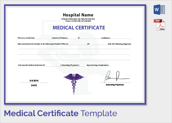 FREE 54 Sample Medical Certificates In PDF MS Word Pages 