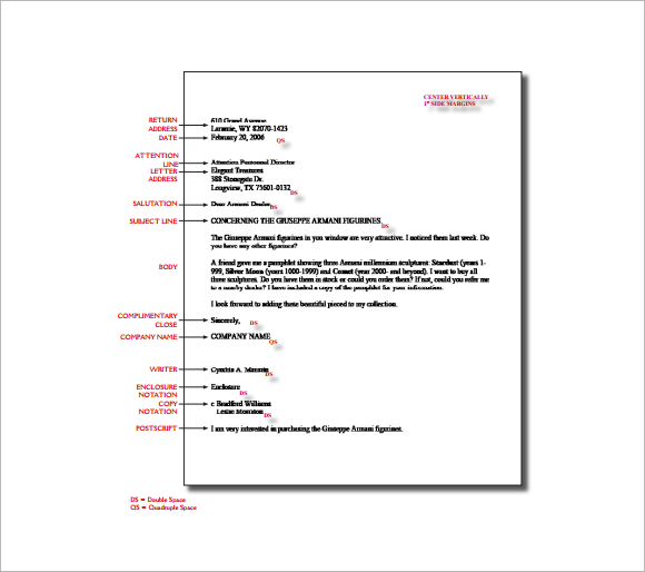 Business Letter Format Spacing Examples