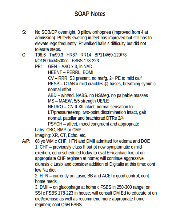 8 Sample Subjective Objective Assessment Planning Notes Sample Templates