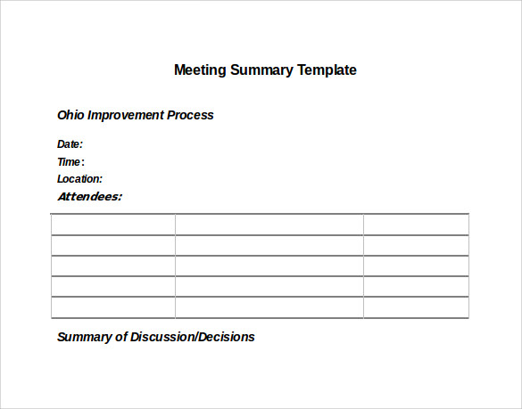 FREE 11 Sample Meeting Summary Templates In PDF MS Word