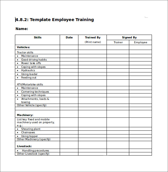 Free Training Checklist Template Word