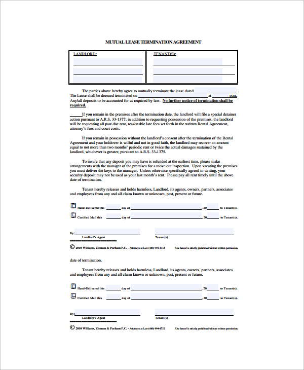 11 Lease Termination Agreements Sample Templates