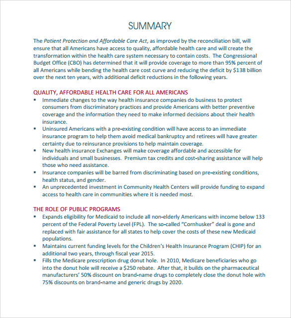 FREE 8 Chapter Summary Templates In MS Word PDF