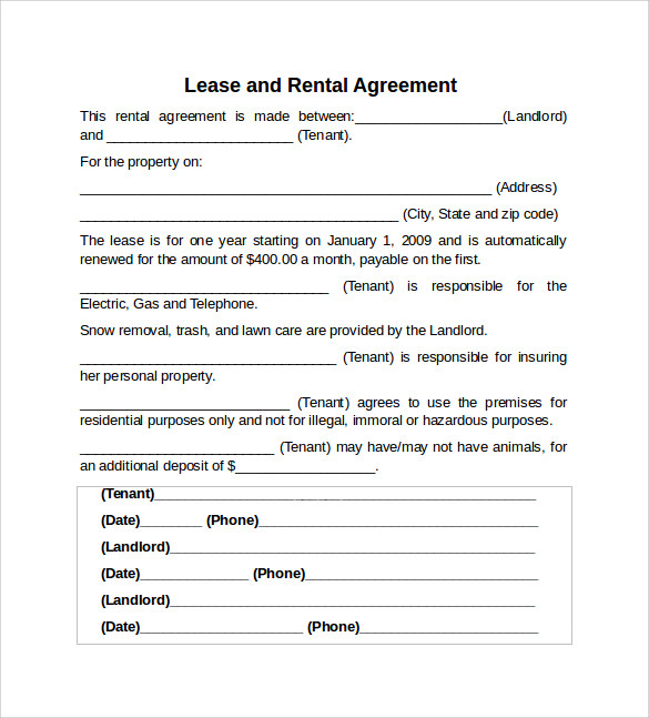 Lease Agreement Template Word DocTemplates