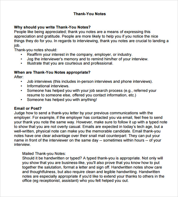 FREE 6 Sample Business Thank You Note Templates In PDF MS Word