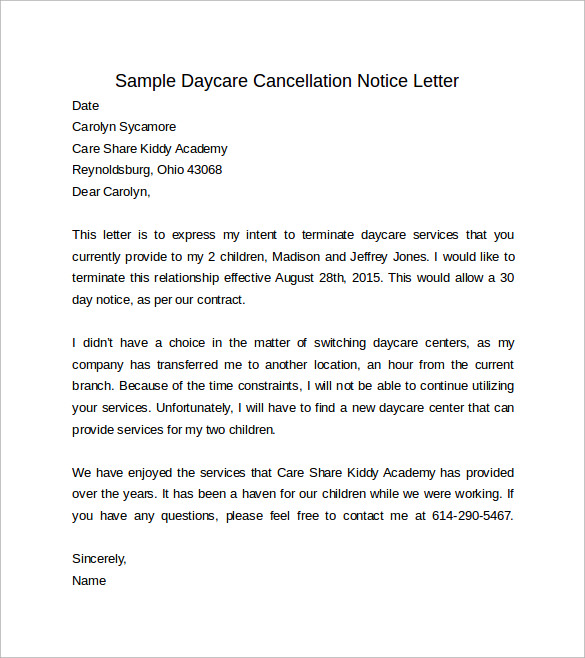 FREE 6 Sample 30 Days Notice Letter Templates In MS Word PDF