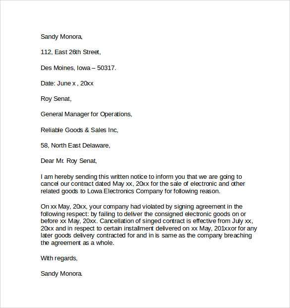 11 Notice Of Cancellation Letters PDF Word Pages Sample Templates
