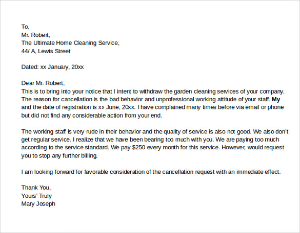 FREE 12 Notice Of Cancellation Letter Templates In PDF MS Word 
