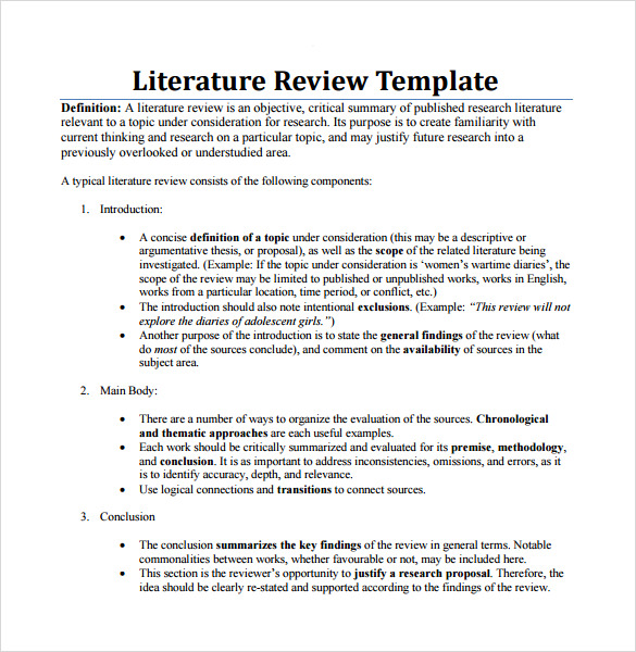 FREE 5 Sample Literature Review Templates In PDF MS Word