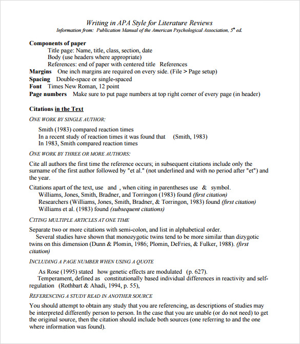 How To Write An Apa Style Literature Review