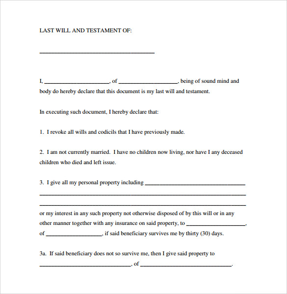 FREE 6 Last Will And Testament Forms In PDF MS Word