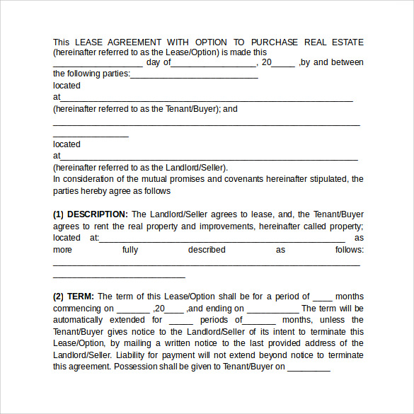 FREE 10 Lease Purchase Agreement Templates In PDF MS Word Google 