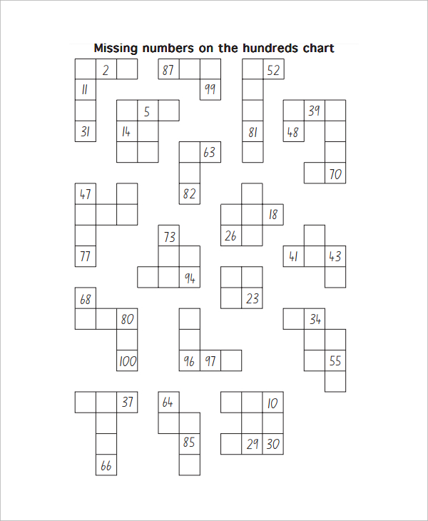Free Printable 100 Chart With Missing Numbers Printable Templates