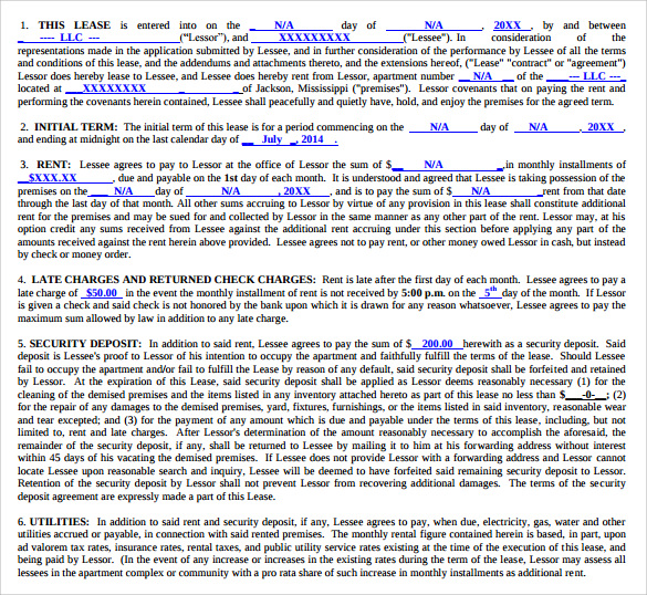 FREE 7 Texas Lease Agreements In PDF Word