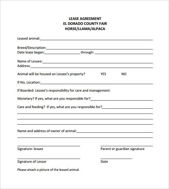 Free Printable Horse Lease Agreement Printable Templates