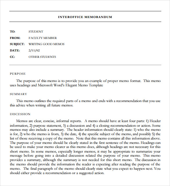 Free Interoffice Memo Template