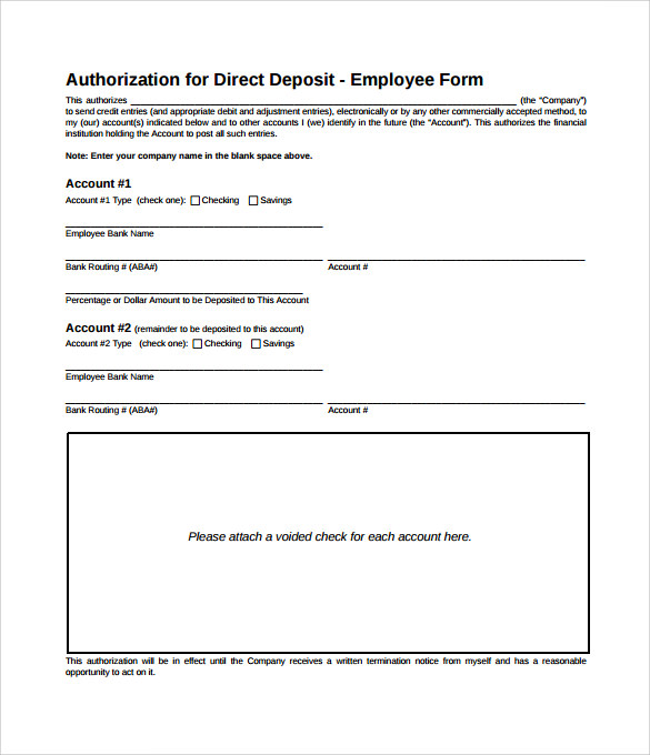 FREE 7 Sample Direct Deposit Authorization Form Examples In PDF MS Word