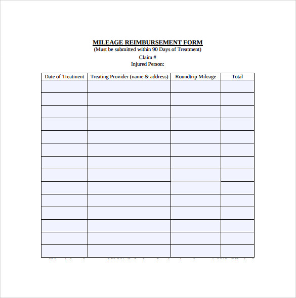 FREE 8 Sample Mileage Reimbursement Forms In PDF MS Word