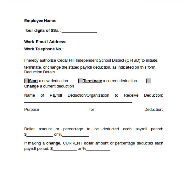Credit Card Authorization Template Word