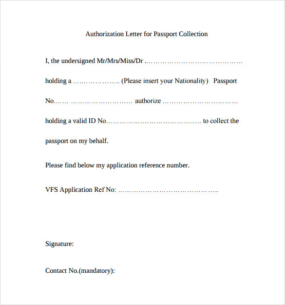 Authorization Letter For Getting Passport