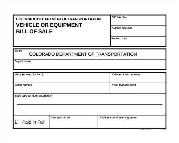 FREE 6 Sample Equipment Bill Of Sale Templates In PDF MS Word