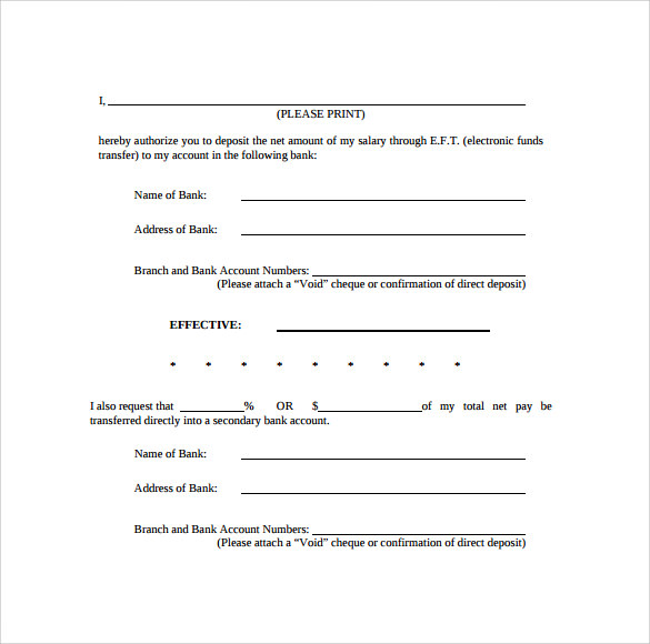 FREE 8 Sample Direct Deposit Forms In PDF MS Word