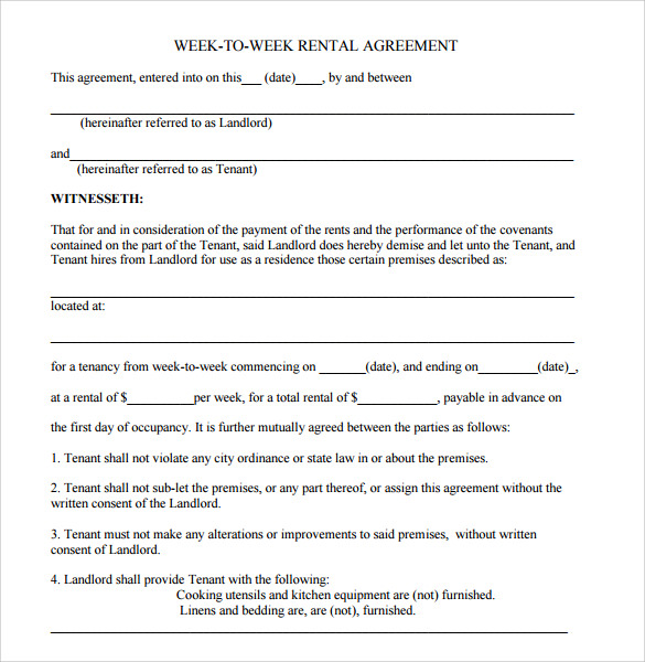 Printable Blank Rental Lease Agreement