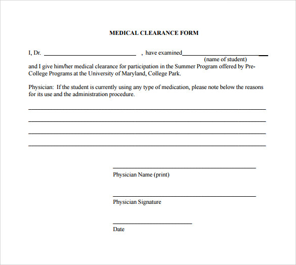FREE 8 Sample Medical Clearance Forms In PDF MS Word FREE 8 Sample Medical Clearance Forms In PDF MS Word